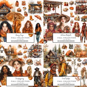 Autumn Clipart Bundle, Fall Graphics Png, Cozy Autumn, Pumpkins Clipart ...
