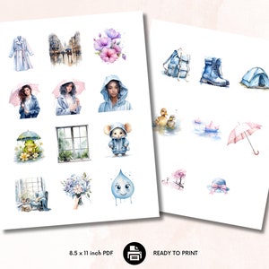 Rainy Spring Clipart Bundle, Watercolor Spring Clipart, Cozy Spring Png ...