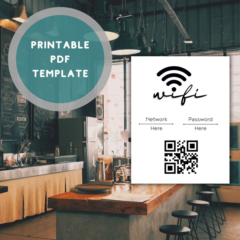 Printable Wifi Password Sign Editable QR Code Template Fully ...