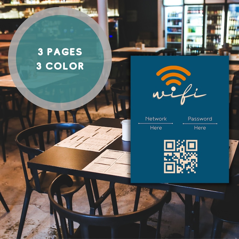 Printable Wifi Password Sign Editable QR Code Template Fully ...