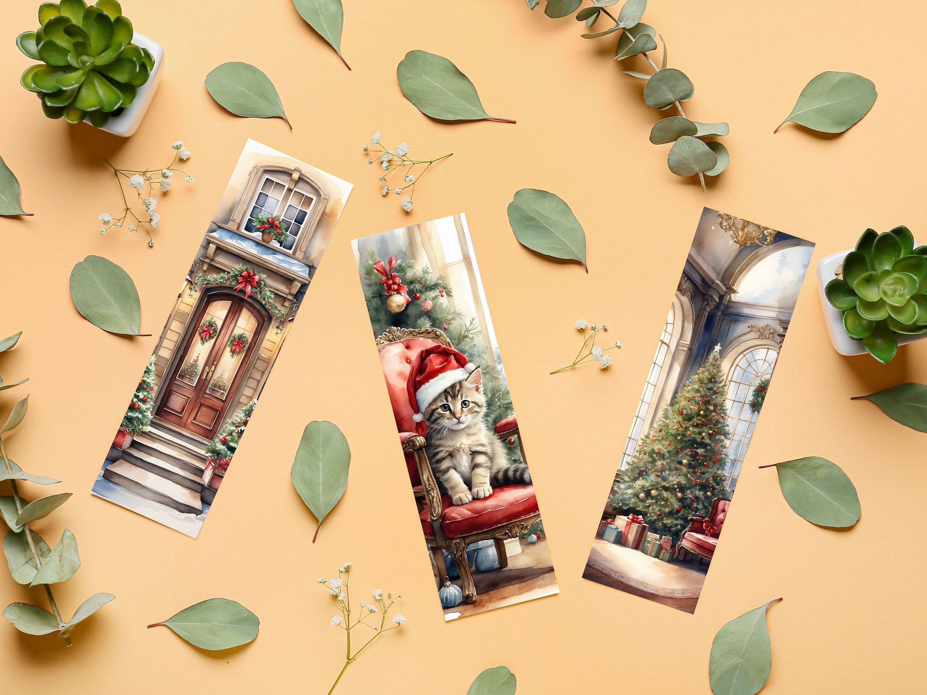 16 Cute Christmas Printable Bookmarks, Watercolor Bookmark Design ...