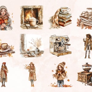 Watercolor Autumn Clipart, Fall Coffee Png Bundle, Cozy Autumn, Fall ...