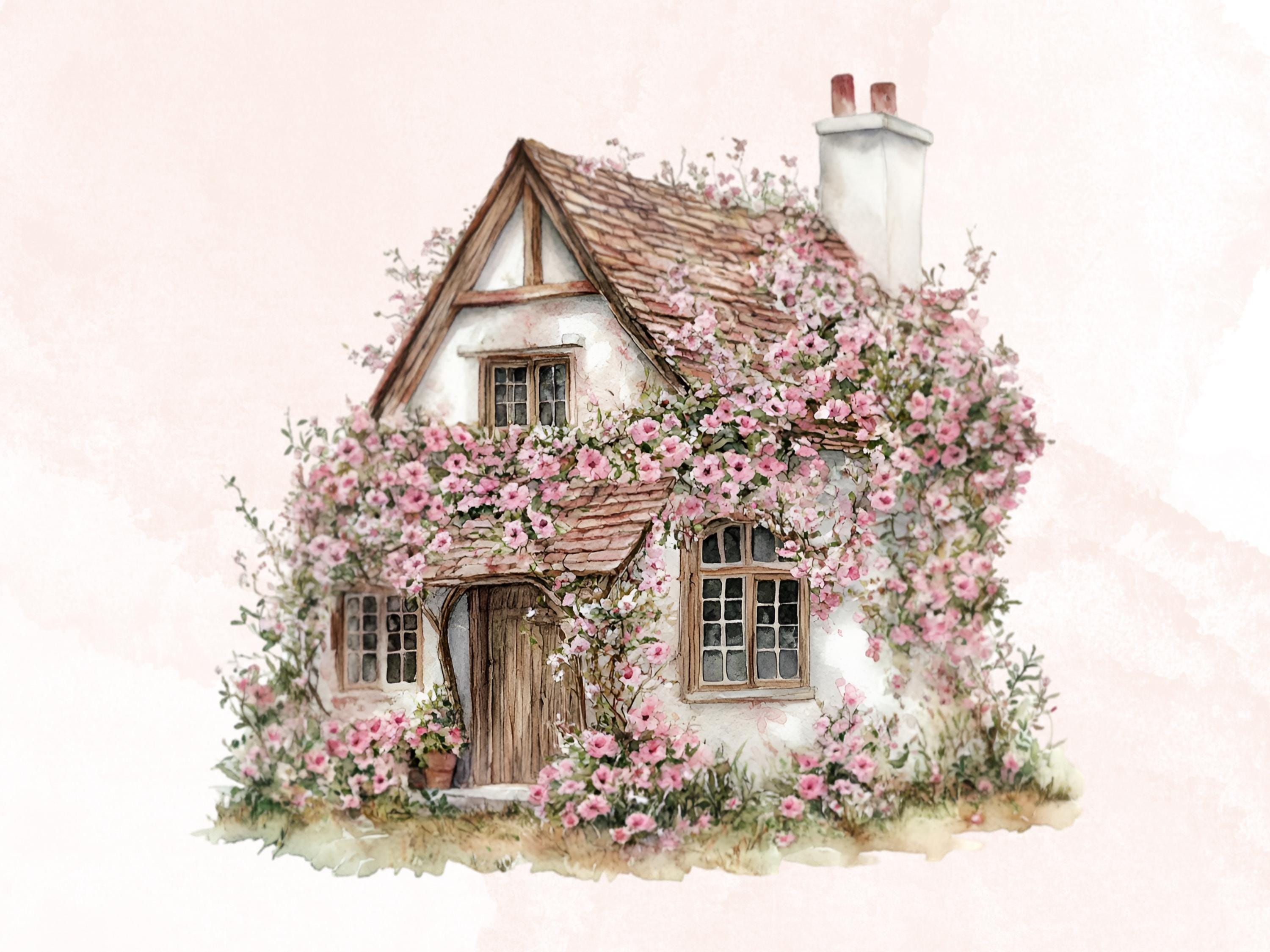 Cottagecore Clipart, Blooming Hearth, Spring Clipart, Cottage Graphics ...