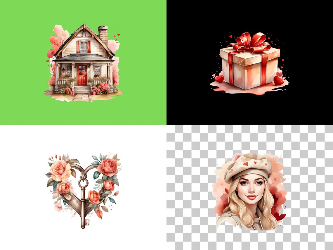 Cozy Valentines Clipart, Watercolor Valentine's Day Clipart Bundle, 12 ...