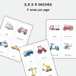 Vehicles Prints, Printable Montessori Flashcards, Toddler Cards for ...