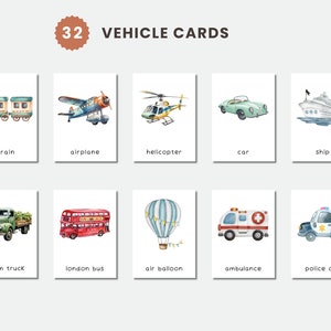 Printable Cards Bundle, Montessori Animal Flashcards, Toddler Vehicle ...