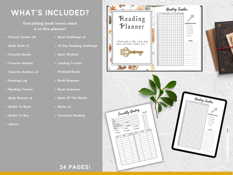 Reading Planner Printable Book Journal Reading Tracker - Etsy