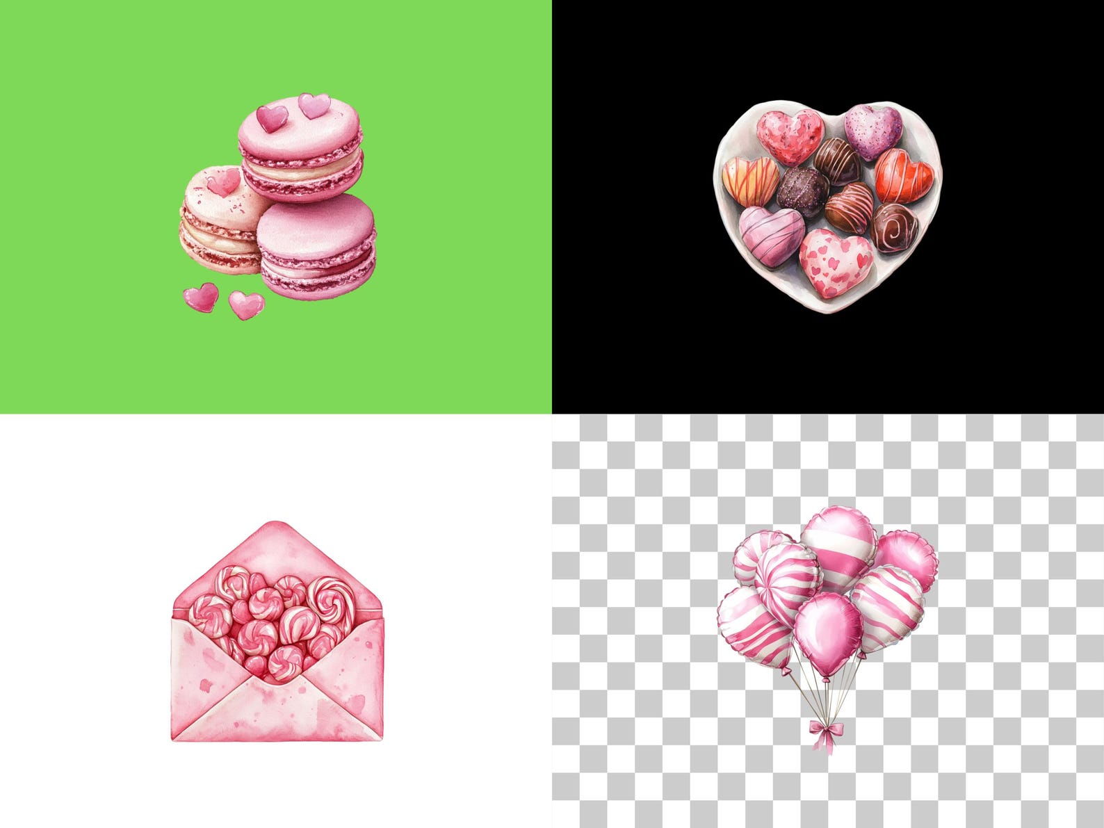 Valentines Clipart Bundle, Candy Love Clipart, Watercolor Couple ...