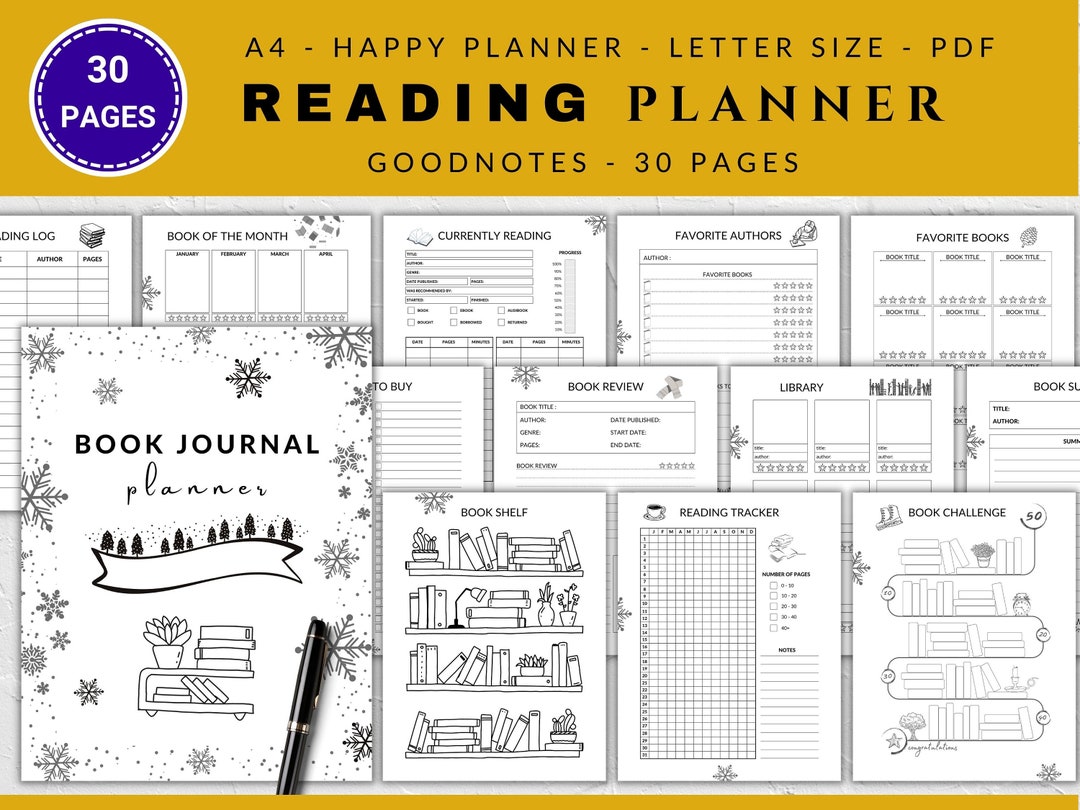 Book Journal Planner Printable Reading Planner Reading Log Book Review ...