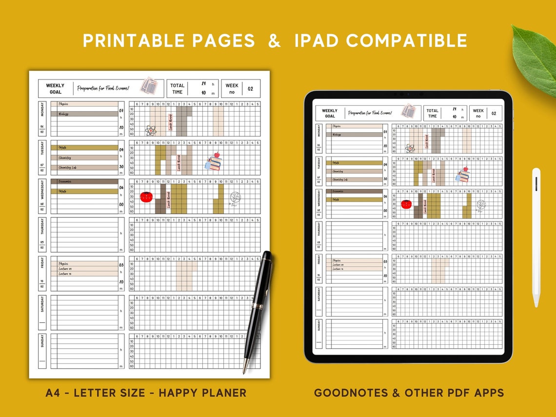 Weekly Study Tracker Printable Student Planner Pomodoro Planner ...