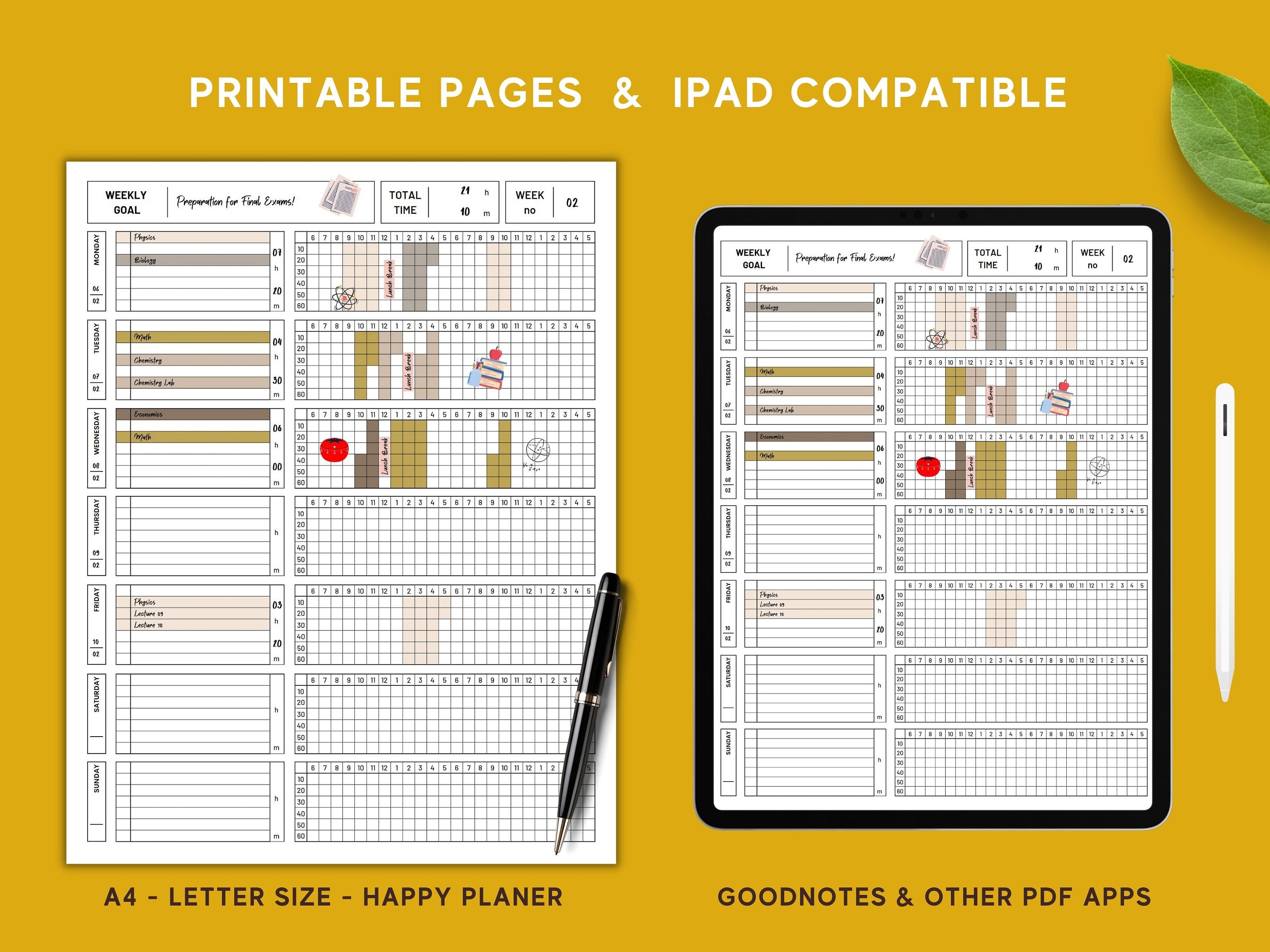 Weekly Study Tracker Printable Student Planner Pomodoro Planner ...