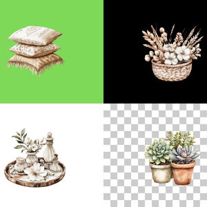 Watercolor Boho Living Clipart, Cozy Cottagecore Clipart, Boho Life Png ...