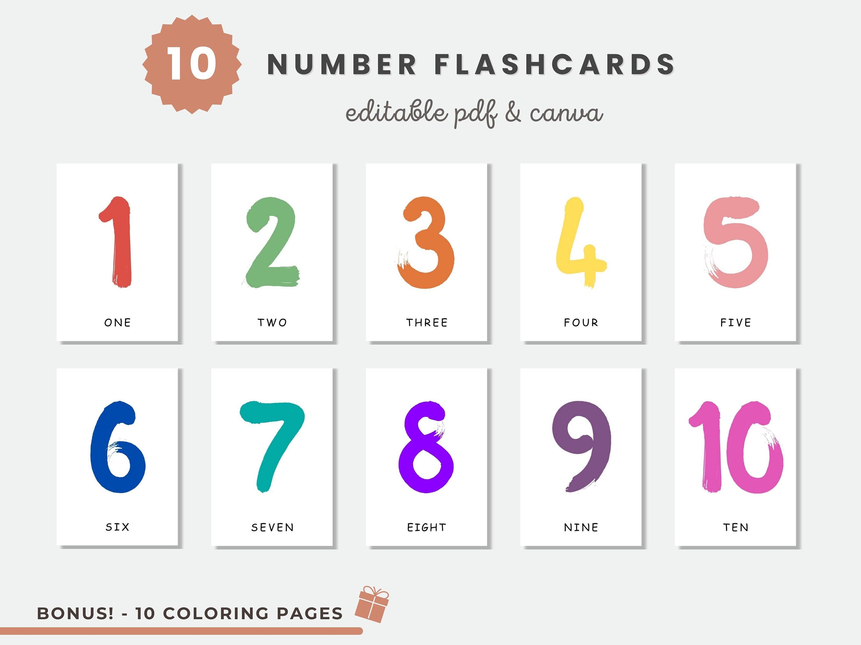 Numbers Printable Flashcards, Toddler Counting Cards, Montessori Cards ...