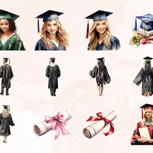 Watercolor Graduation Clipart, .graduation Cap, Graduation Ceremony ...