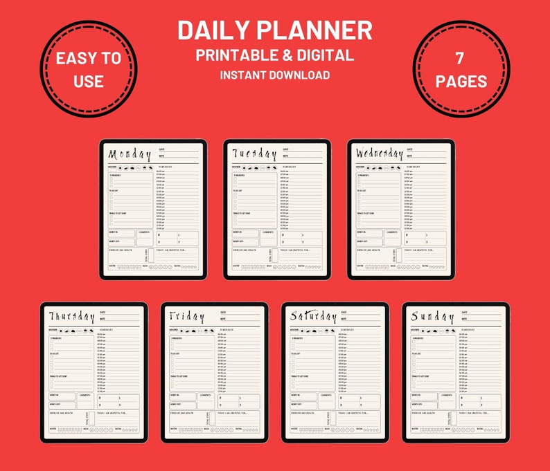 Editable Daily Planner Printable Daily Schedule Digital Daily Template ...