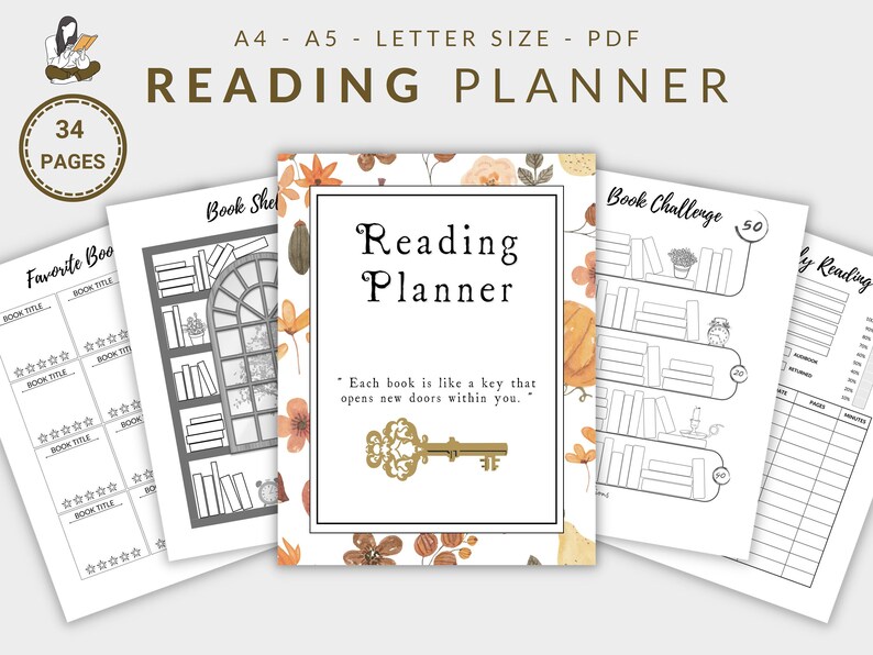 Reading Planner Printable Book Journal Reading Tracker - Etsy