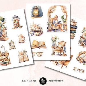 Book Lover Watercolor Clipart, Pretty Girl Clipart, PNG Books Clipart ...