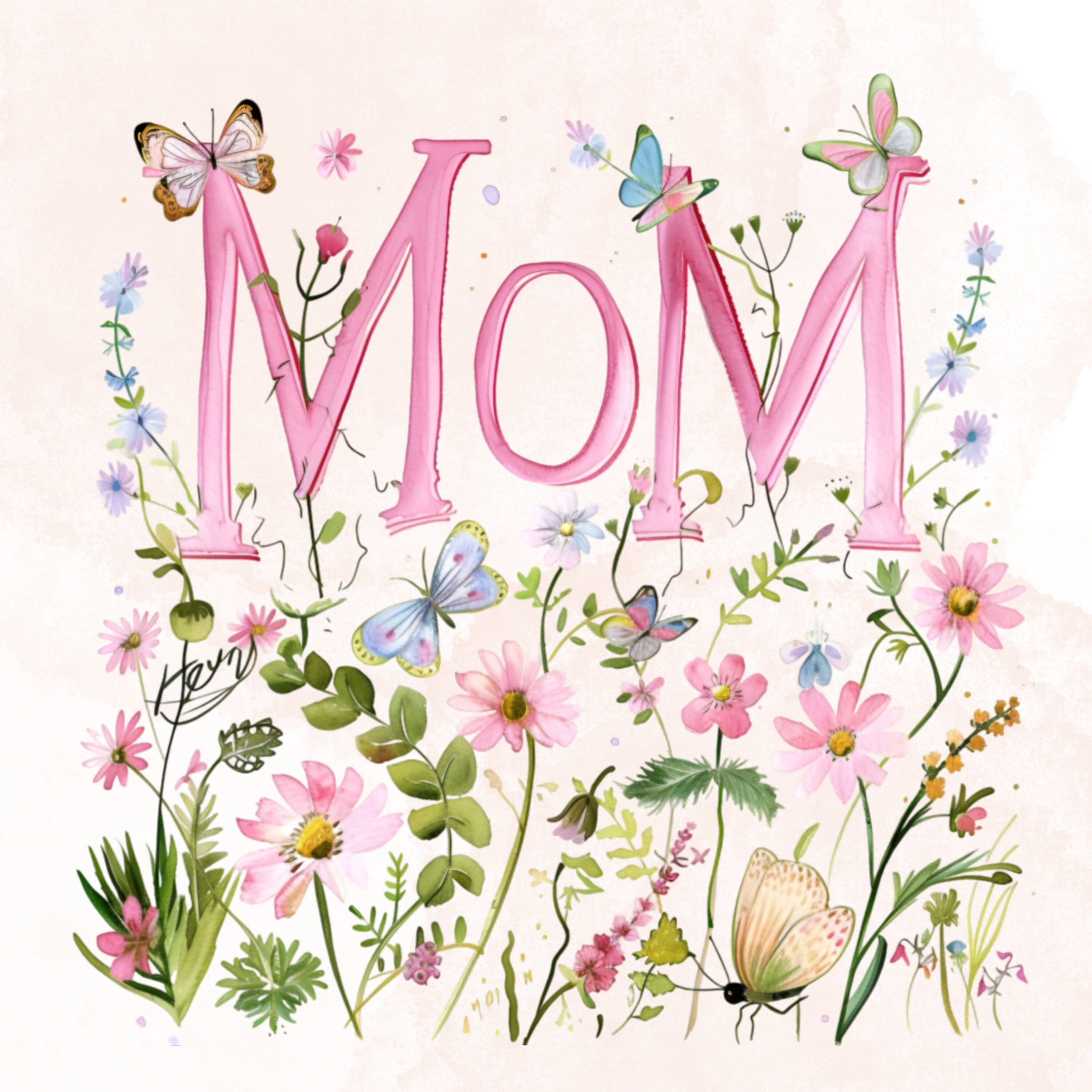 Watercolor Mothers Day Clipart, Floral Mom Clipart Bundle, Happy ...