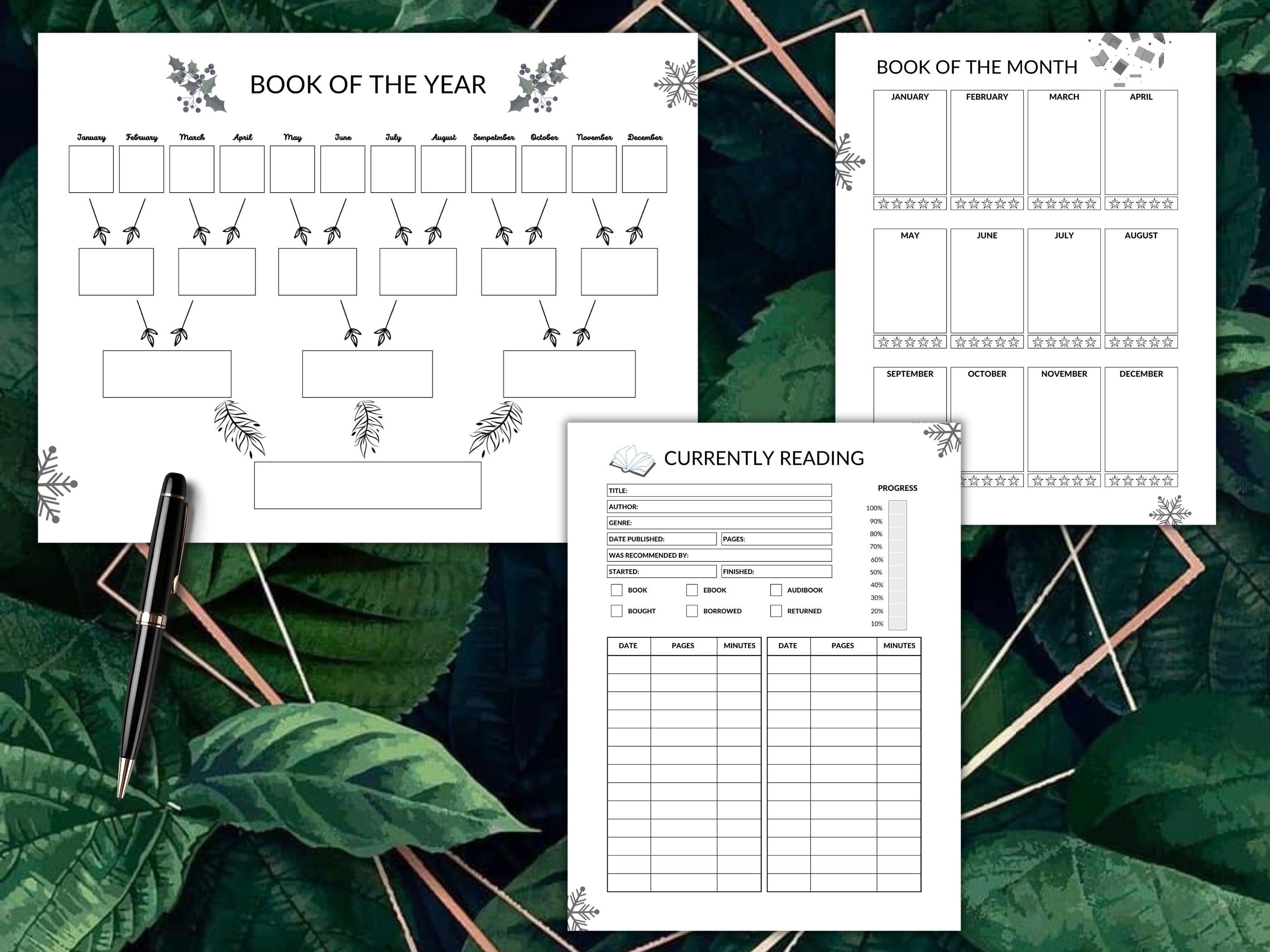 Book Journal Planner Printable Reading Planner Reading Log - Etsy