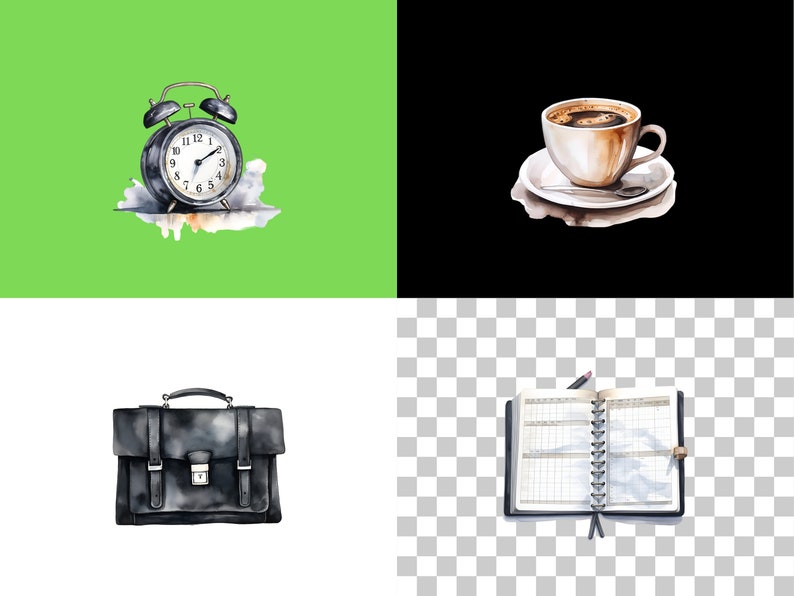 Watercolor Planner Girl Clipart, Black Planning Clipart Bundle, Coffee ...