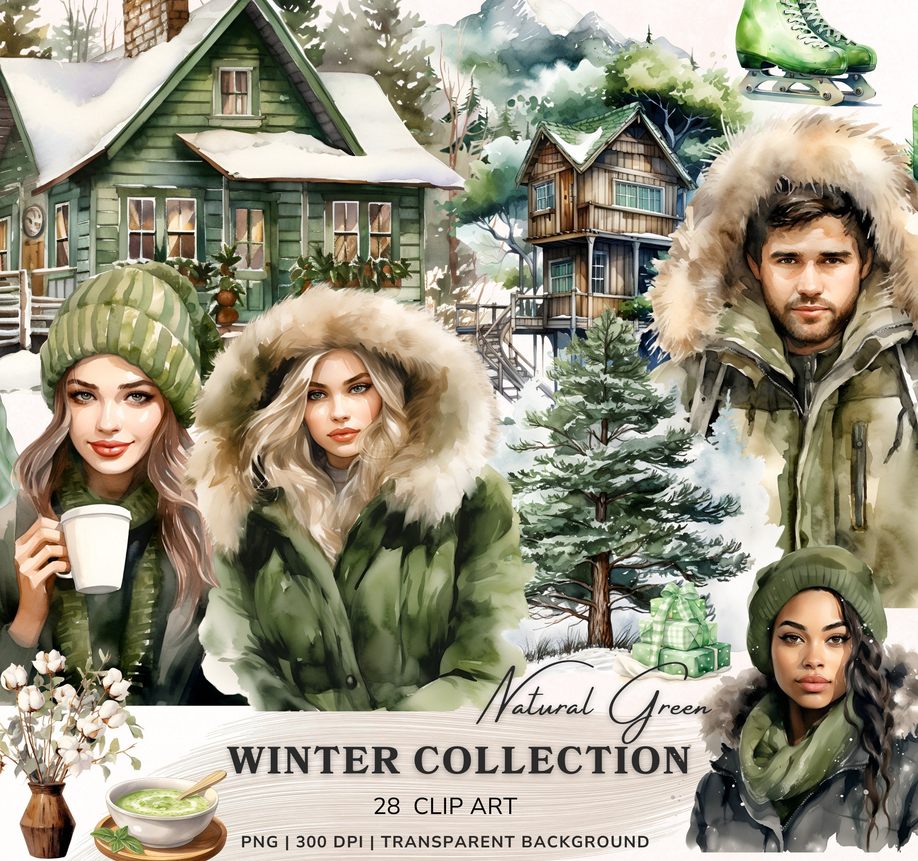 Winter Clipart Mega Bundle, Watercolor Winter Png, Cozy Winter Png ...