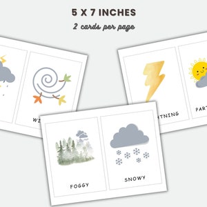 Weather Cards | Printable Montessori Flashcards | Preschool Cards ...