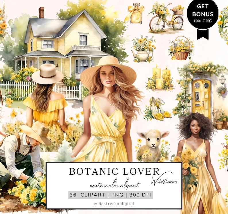 Botanic Lover Clipart Bundle, Spring Clipart, Wildflowers Clipart ...