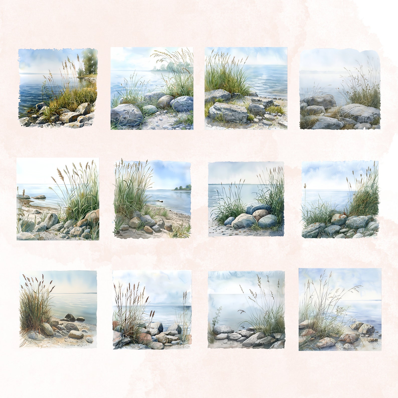 Watercolor Lakeside Clipart, Lake Coast, Lake Edge Clipart, Lake ...