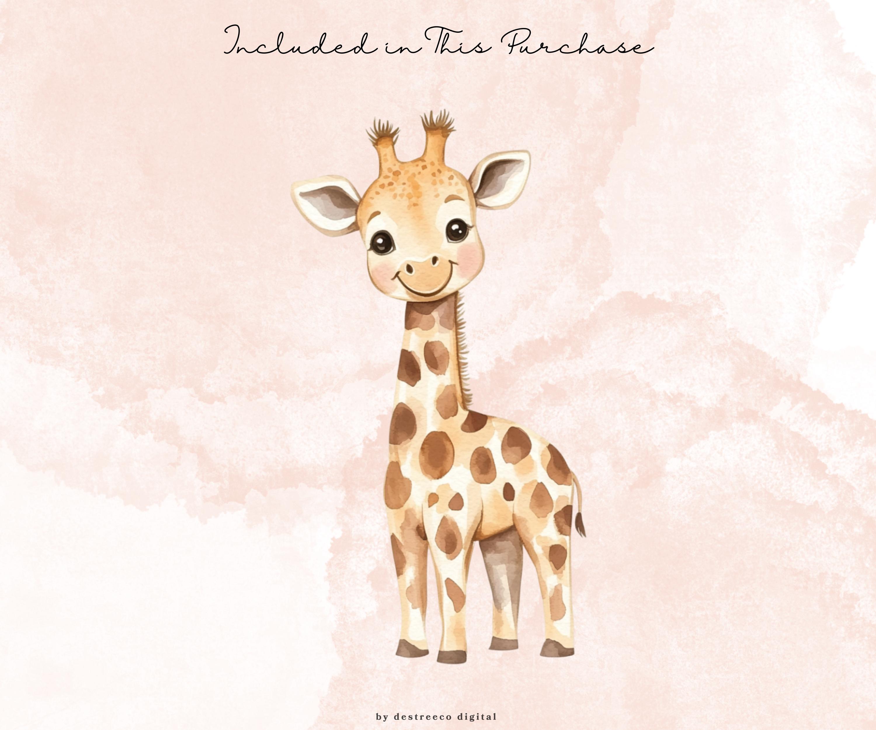 Safari Animals Clipart, Cute Watercolor Jungle Animals, Lion Giraffe ...