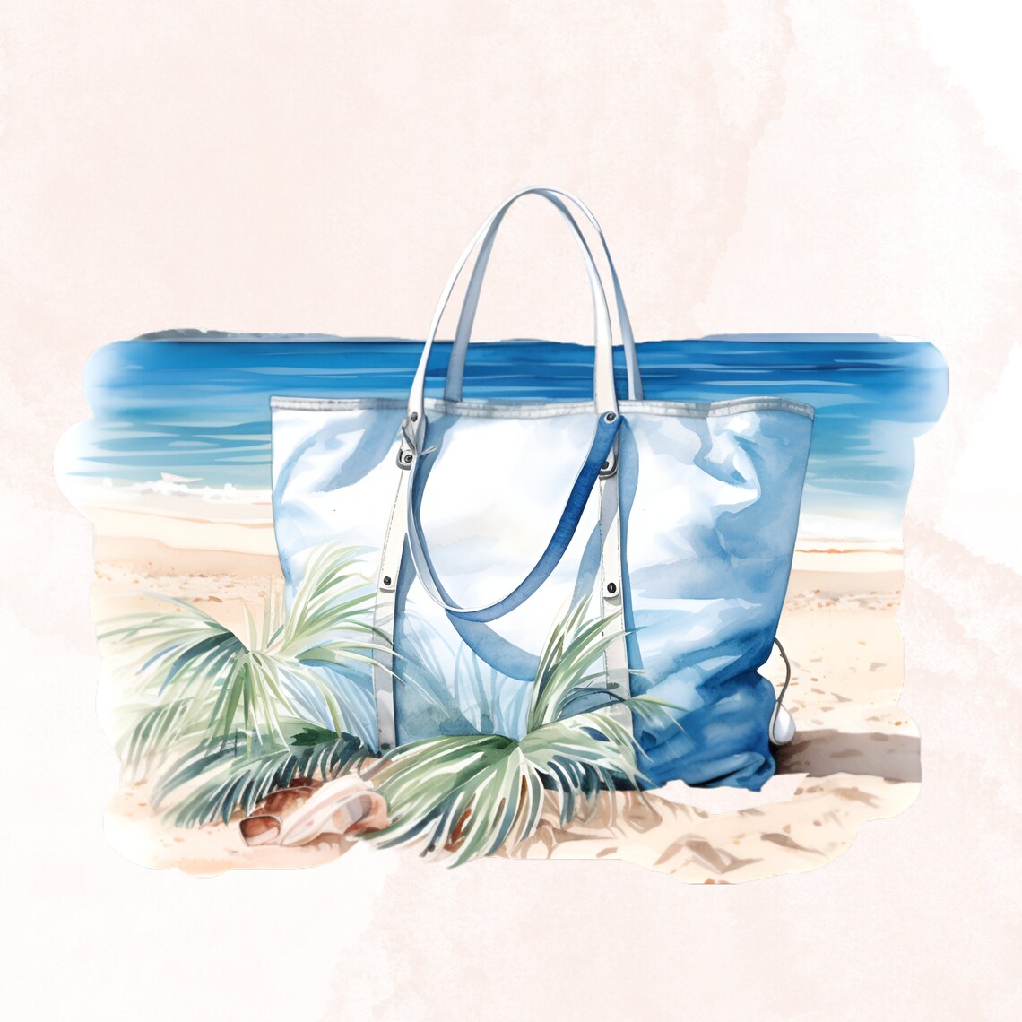 Watercolor Beach Bag Clipart, Summer Clipart Bundle, Beach Clipart ...