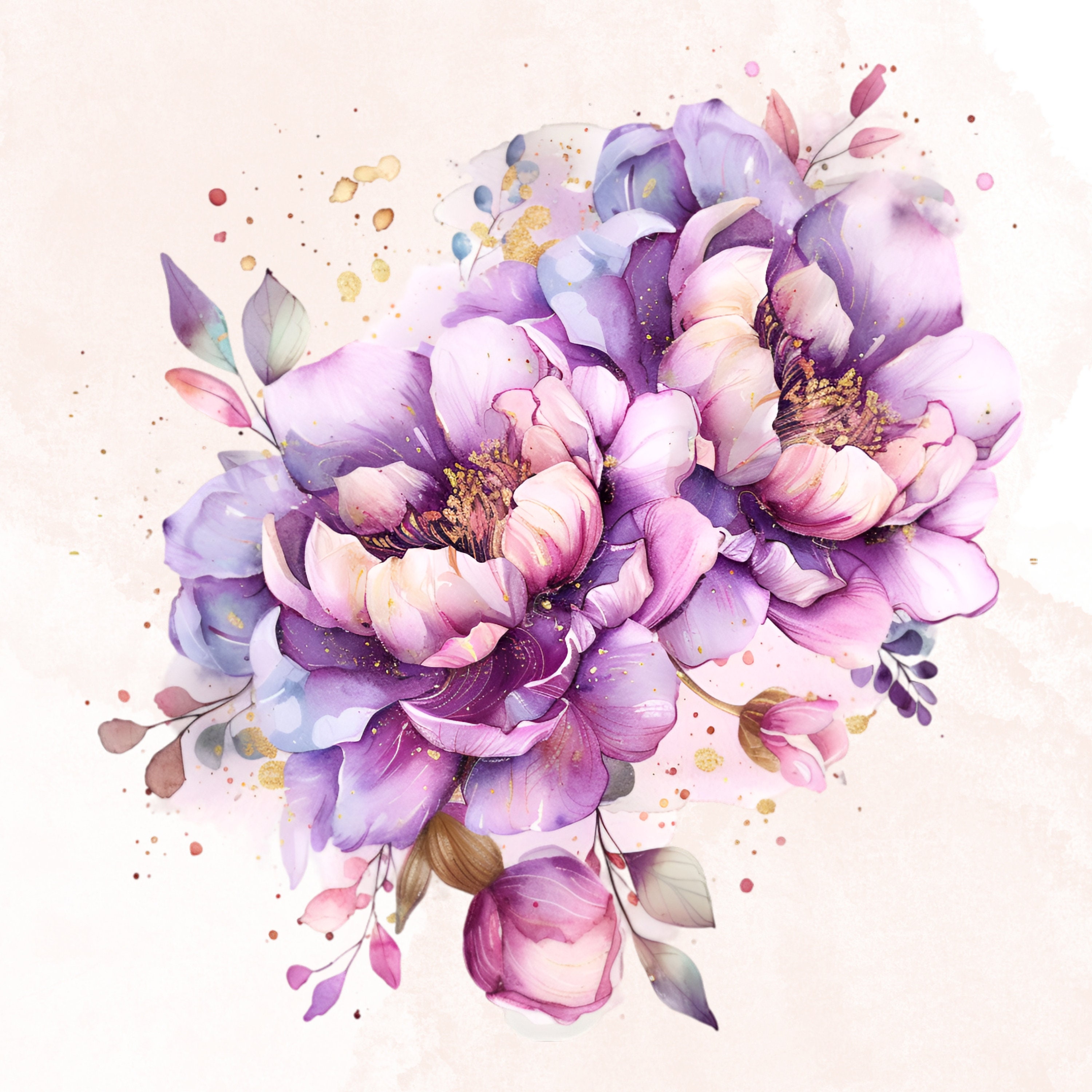 Watercolor Peony Clipart, Floral Clipart, Spring Clipart, Wedding ...