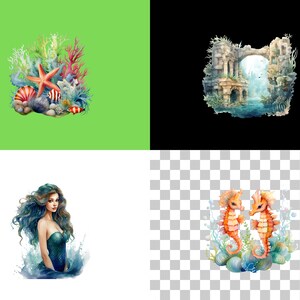 Watercolor Summer Clipart, Undersea Clipart, Travel Clipart, Magical ...