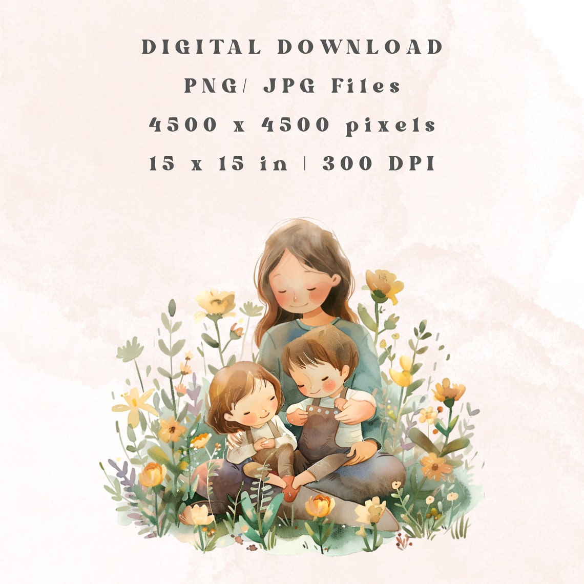 Mother and Child Clipart, Mothers Day Clipart, Floral Mom's Day ...