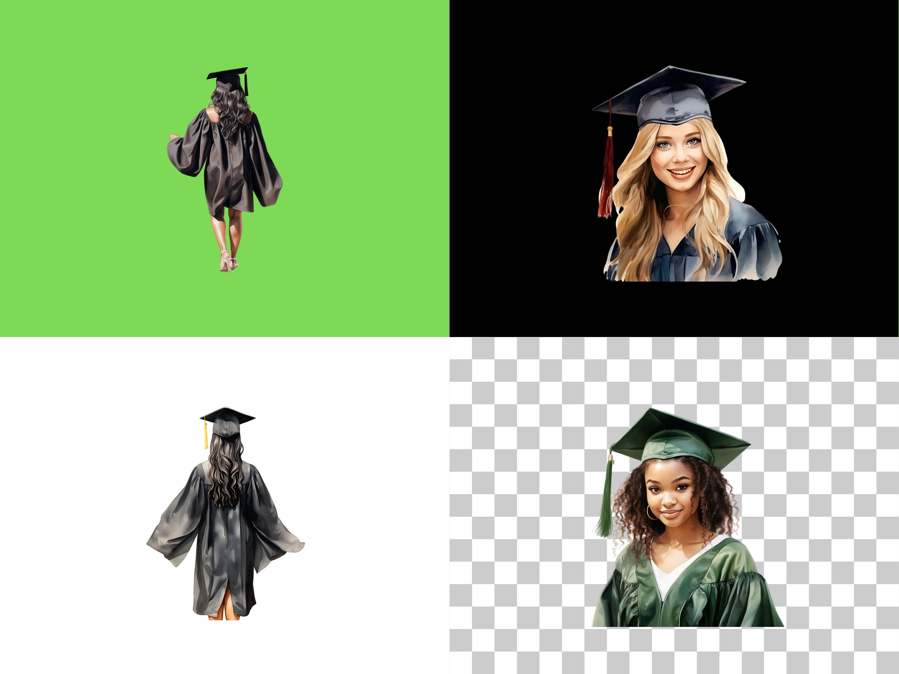 Watercolor Graduation Clipart, .graduation Cap, Graduation Ceremony ...