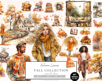 Watercolor Autumn Clipart, Fall Coffee Png Bundle, Cozy Autumn, Fall ...