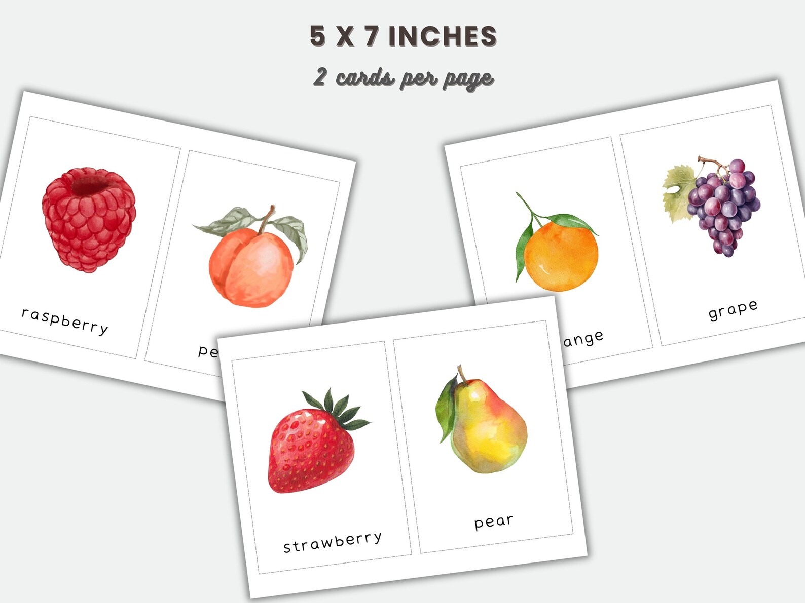 Fruits Flashcards, Printable Flashcards for Kids, Montessori Cards ...