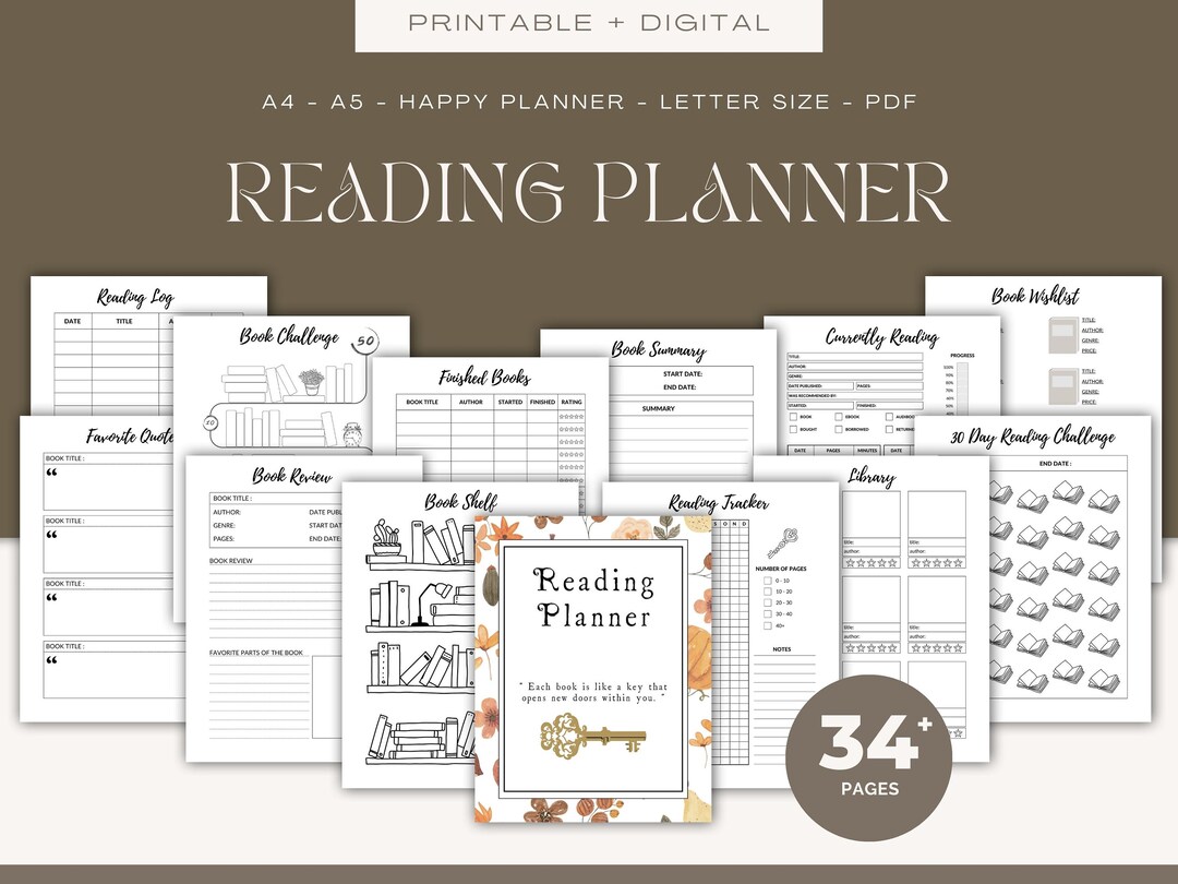 Reading Planner Printable | Book Journal | Reading Tracker | Book ...