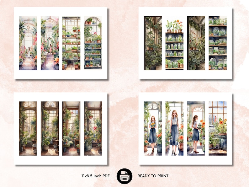 32 Botanical Printable Bookmarks, Bookmark Sheets, PNG Bookmark ...