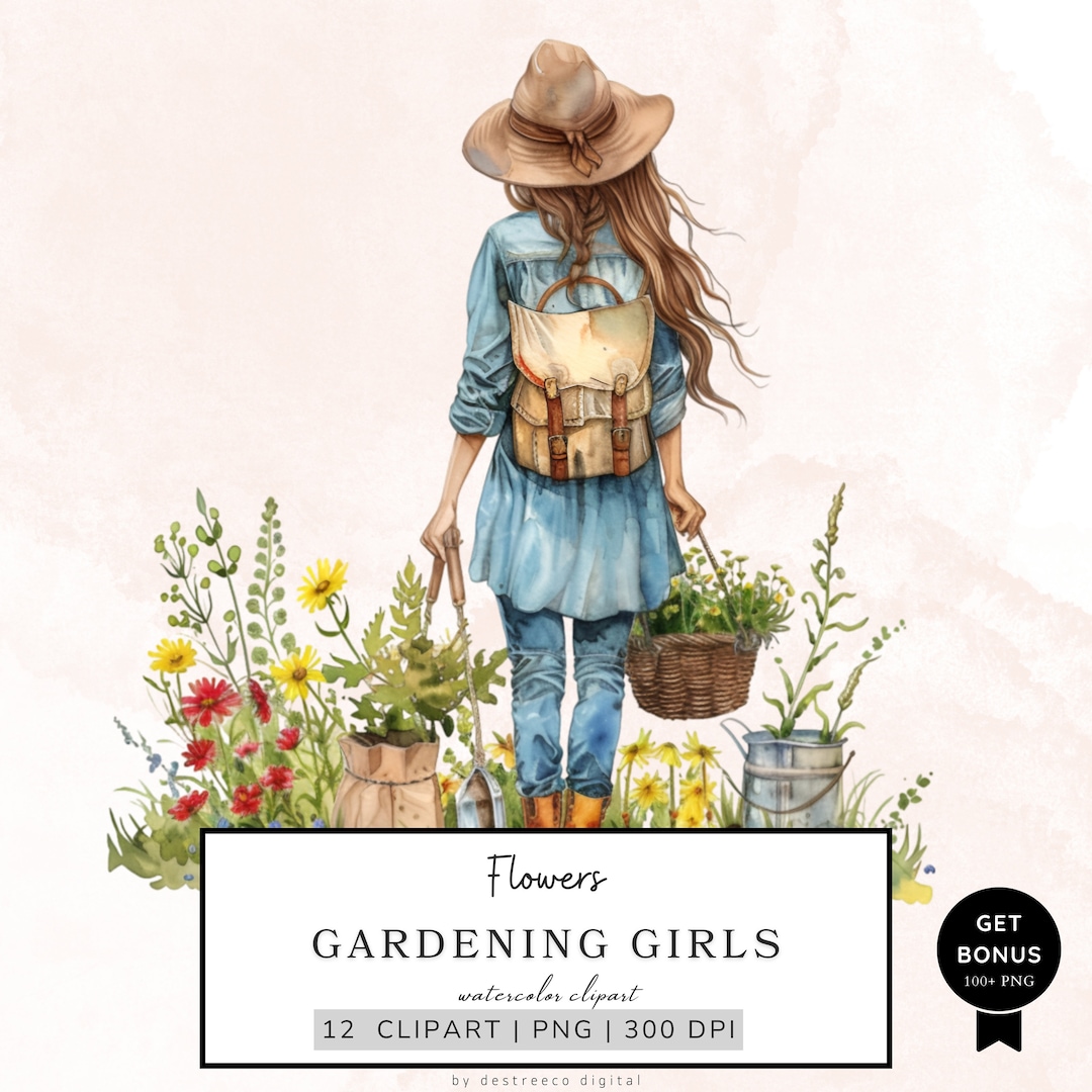 Gardening Girl Clipart, Gardening Clipart, Spring Clipart, Garden ...