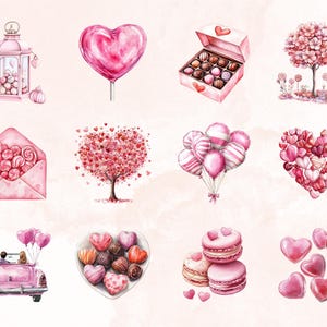 Valentines Clipart Bundle, Candy Love Clipart, Watercolor Couple ...