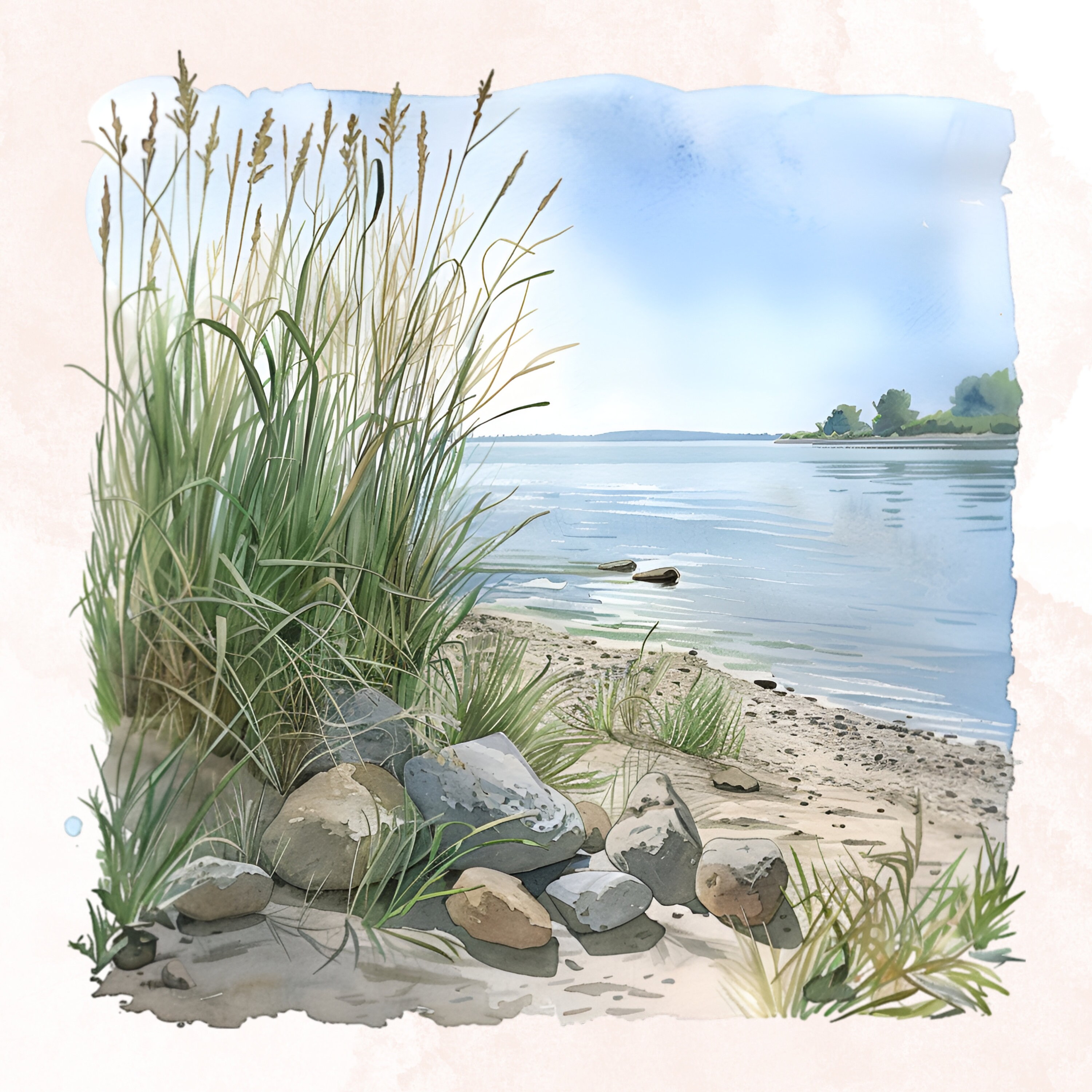 Watercolor Lakeside Clipart, Lake Coast, Lake Edge Clipart, Lake ...
