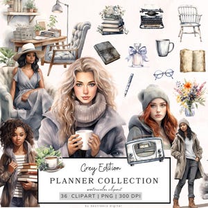 Planner Girl Clipart Mega Bundle, Planning Clipart, Journal Aesthetic ...