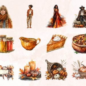 Watercolor Autumn Clipart, Thanksgiving Clipart Bundle, Cozy Autumn ...