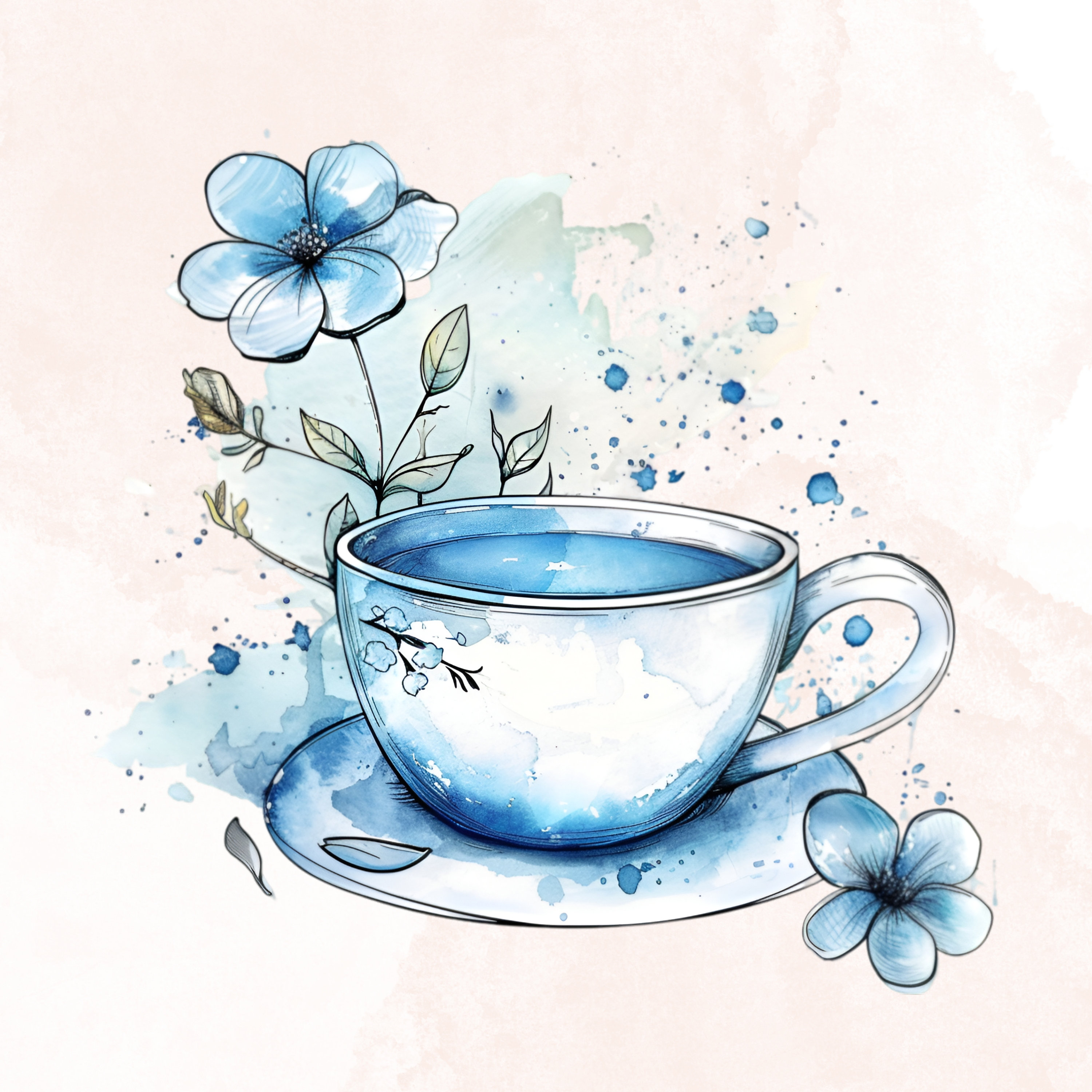 Floral Tea Cup Clipart, Coffee Cup Clipart Bundle, Printable Watercolor ...