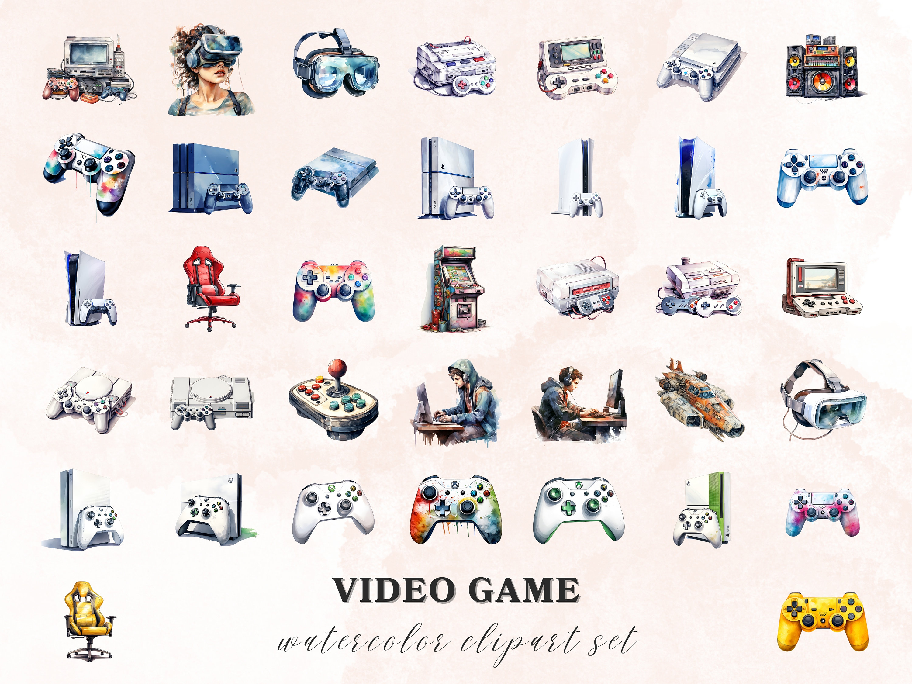 Video Game Clipart, Game Controller Clipart, Retro Gamer Graphics ...