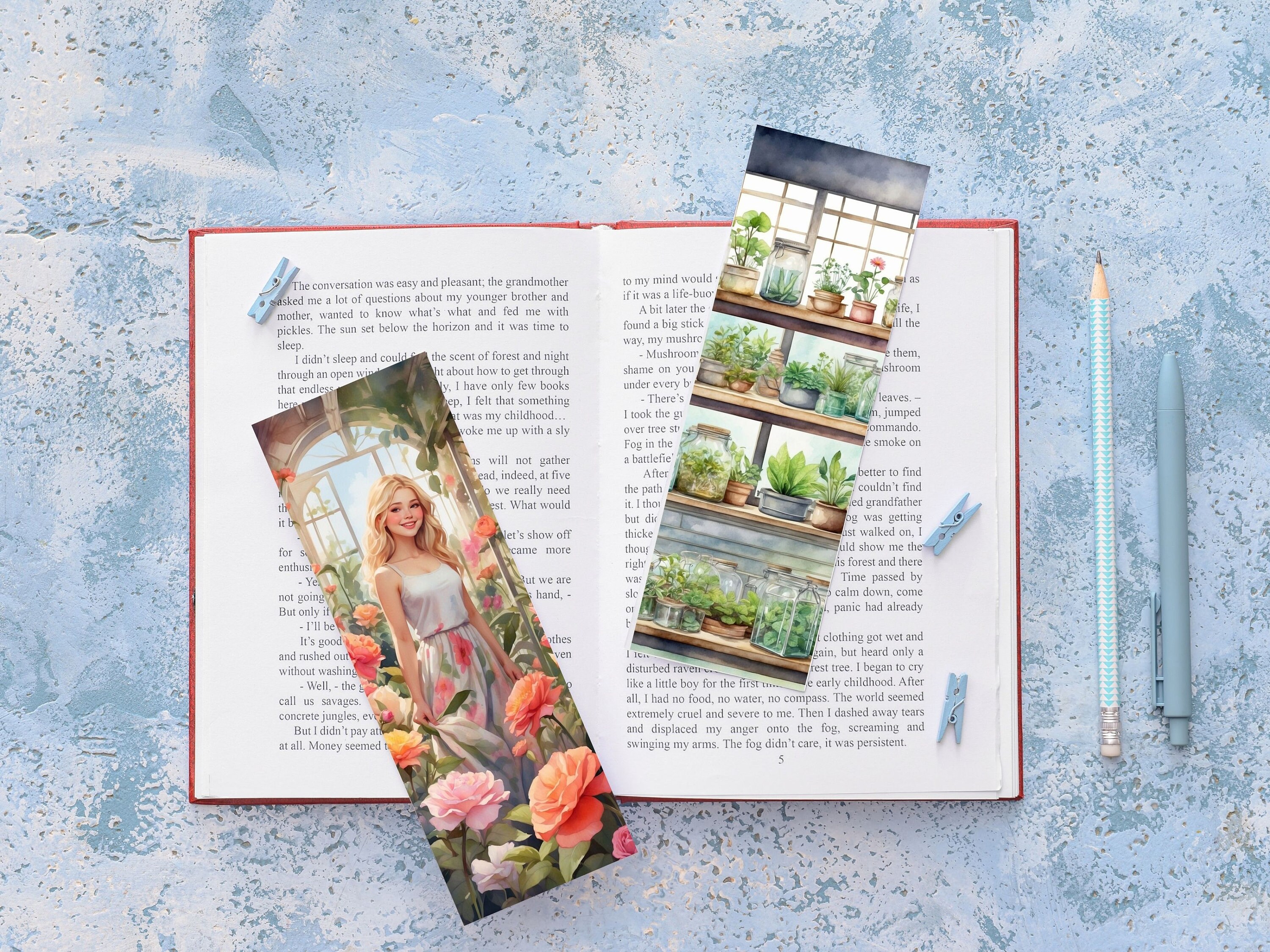 32 Botanical Printable Bookmarks, Bookmark Sheets, PNG Bookmark ...