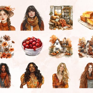 Watercolor Autumn Clipart, Thanksgiving Clipart Bundle, Cozy Autumn ...