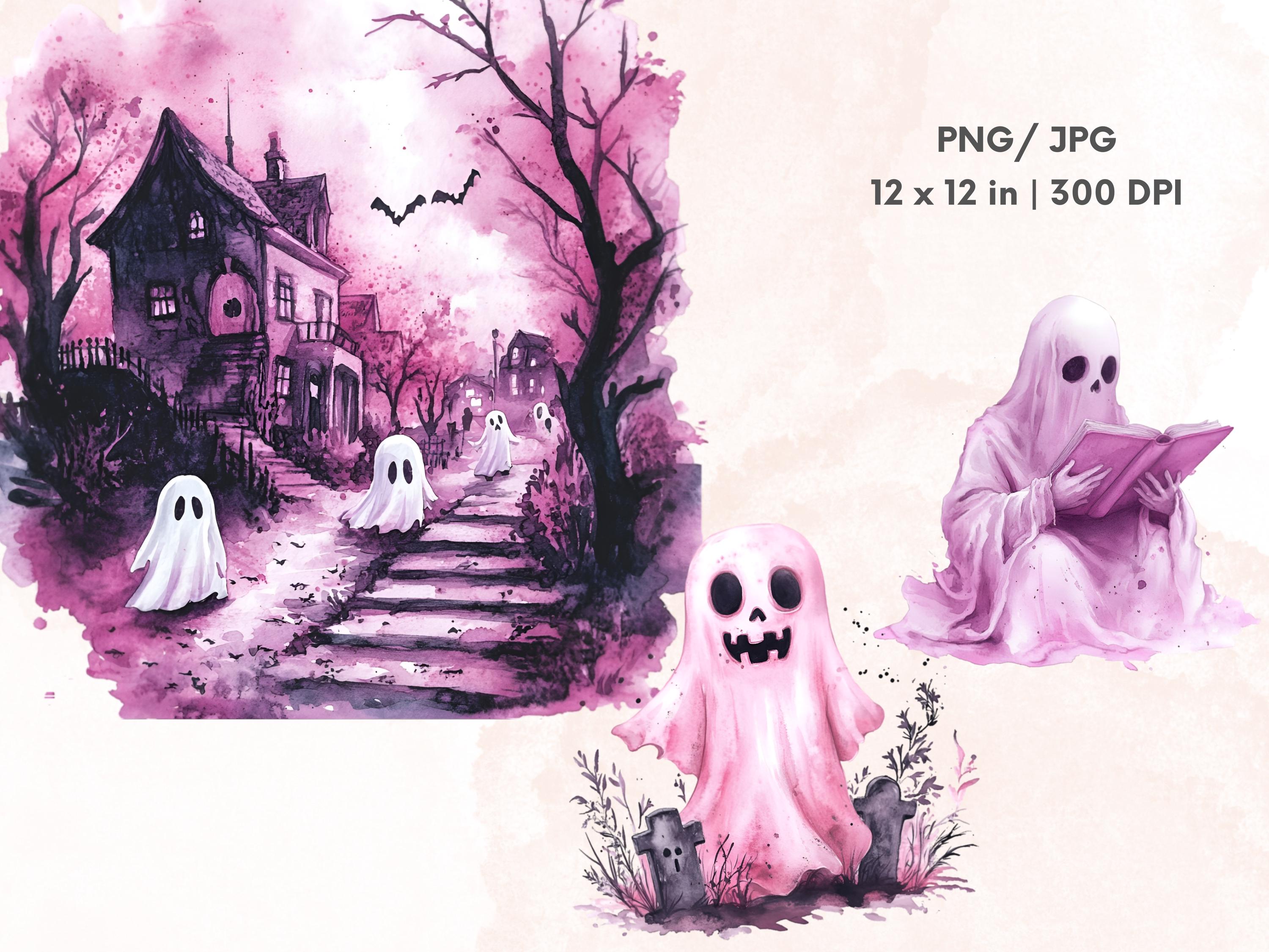 Watercolor Halloween Clipart, Ghost Clipart Bundle, Cute Fall Halloween ...