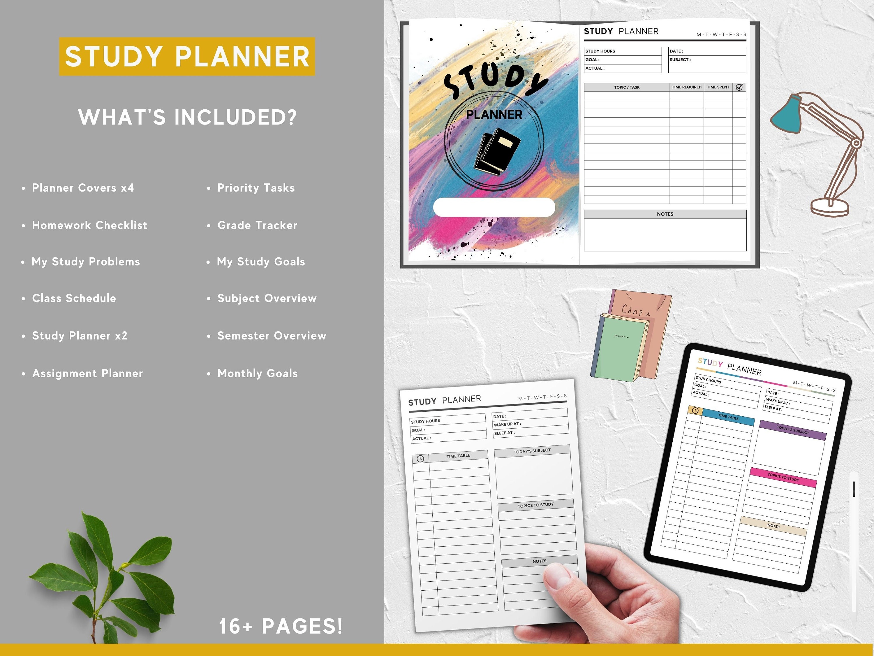 Study Planner Printable Student Planner College School Planner Study ...