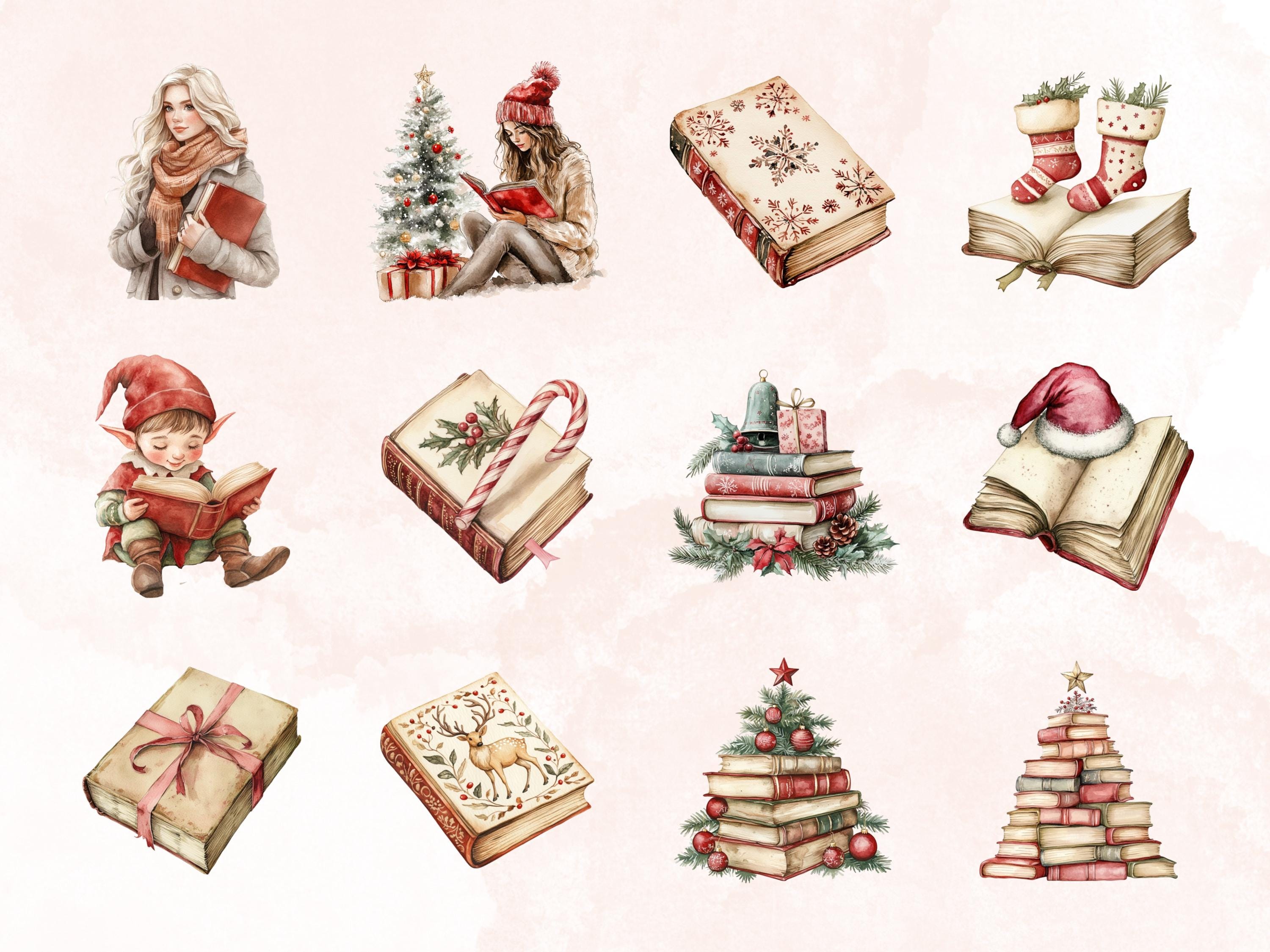 Christmas Clipart Bundle, Bookworm Christmas Png, Cozy Winter Christmas ...